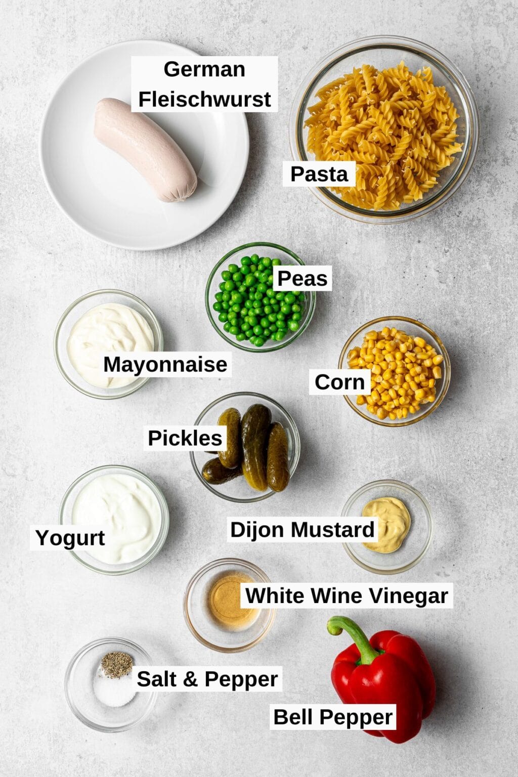 German Pasta Salad (Nudelsalat) - Bites of Beri