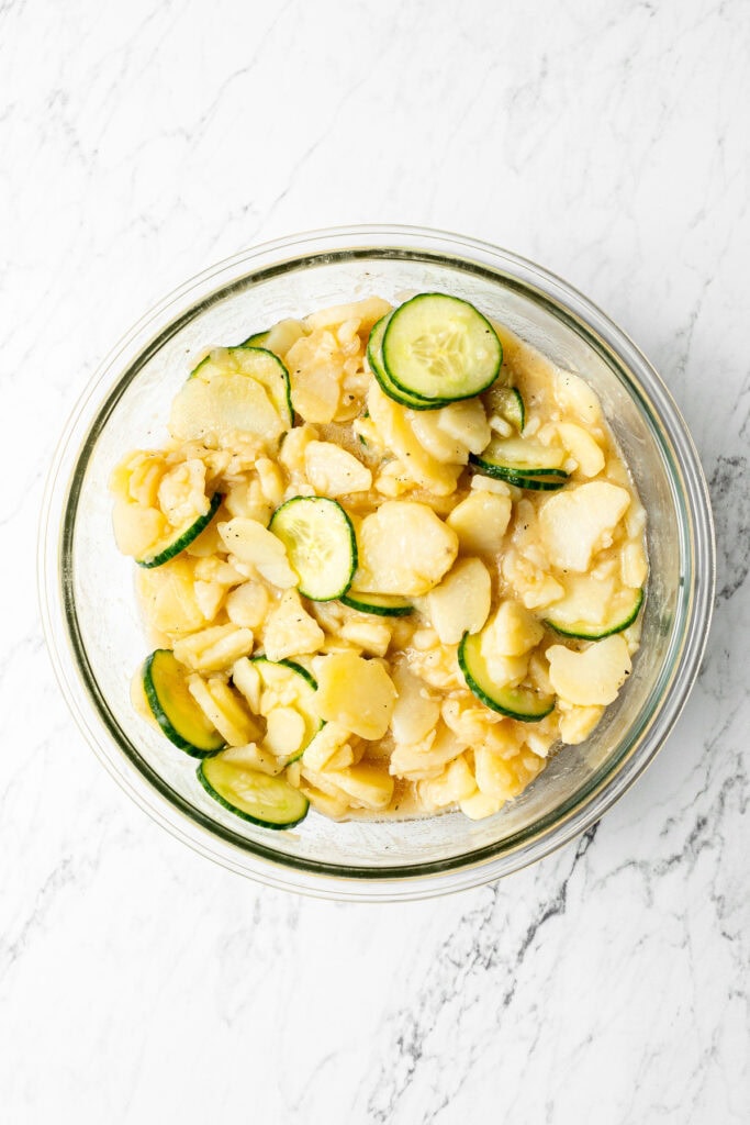 German Cucumber Potato Salad - Bites of Beri