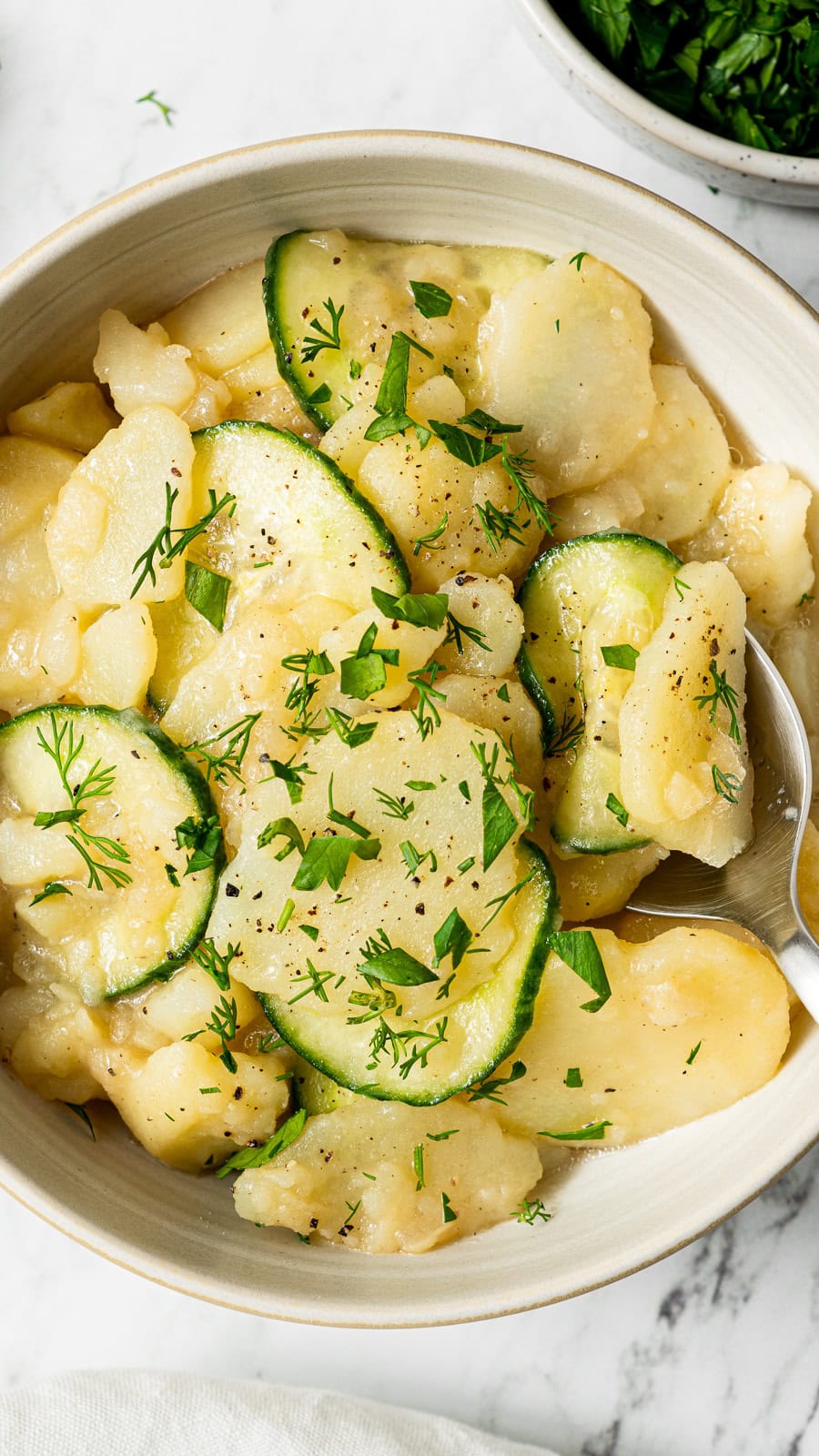 German Cucumber Potato Salad - Bites of Beri